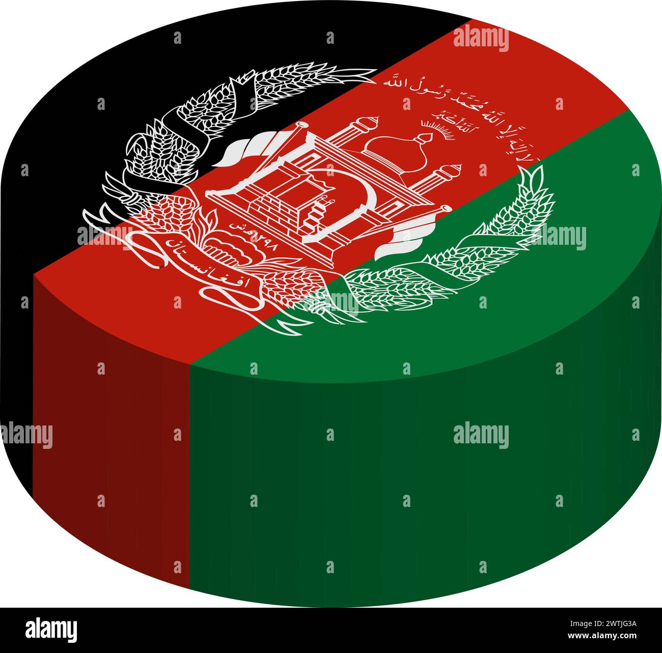 Afghanistan flag - 3D isometric circle isolated on white background. Vector object Stock Vector ...