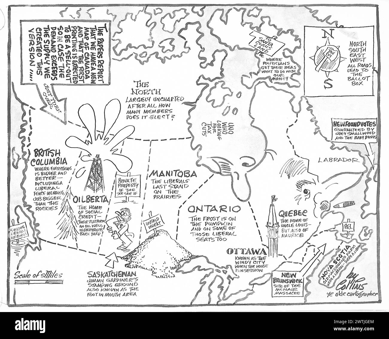 Cartoon - Election Year Map of Canada. John Collins (1917-2007 Stock ...