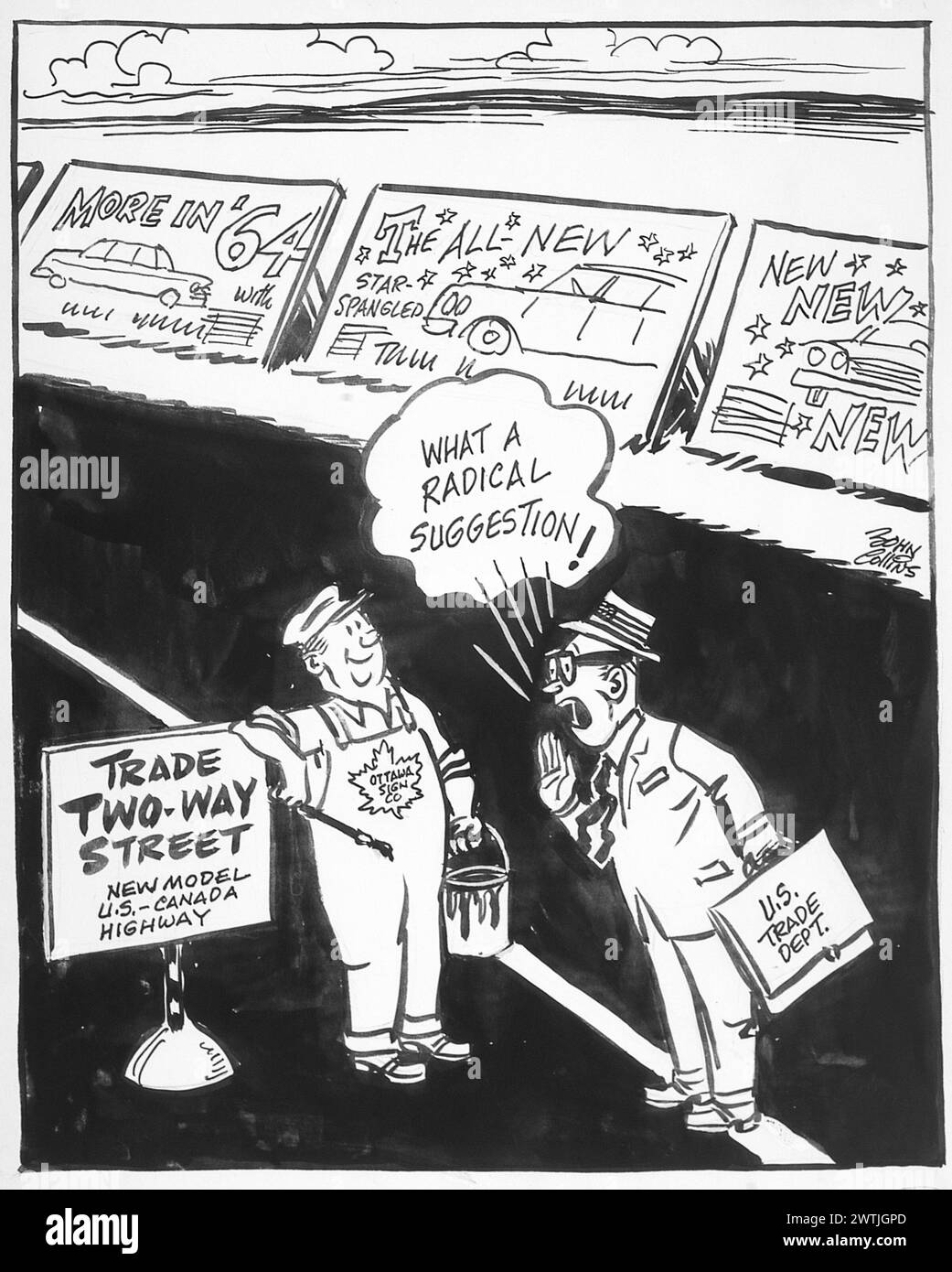 Cartoon - It's New Model Time. John Collins (1917-2007 Stock Photo - Alamy