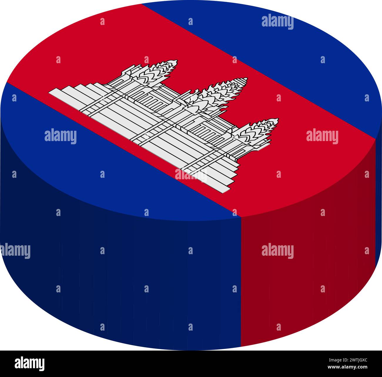 Cambodia flag - 3D isometric circle isolated on white background. Vector object Stock Vector ...