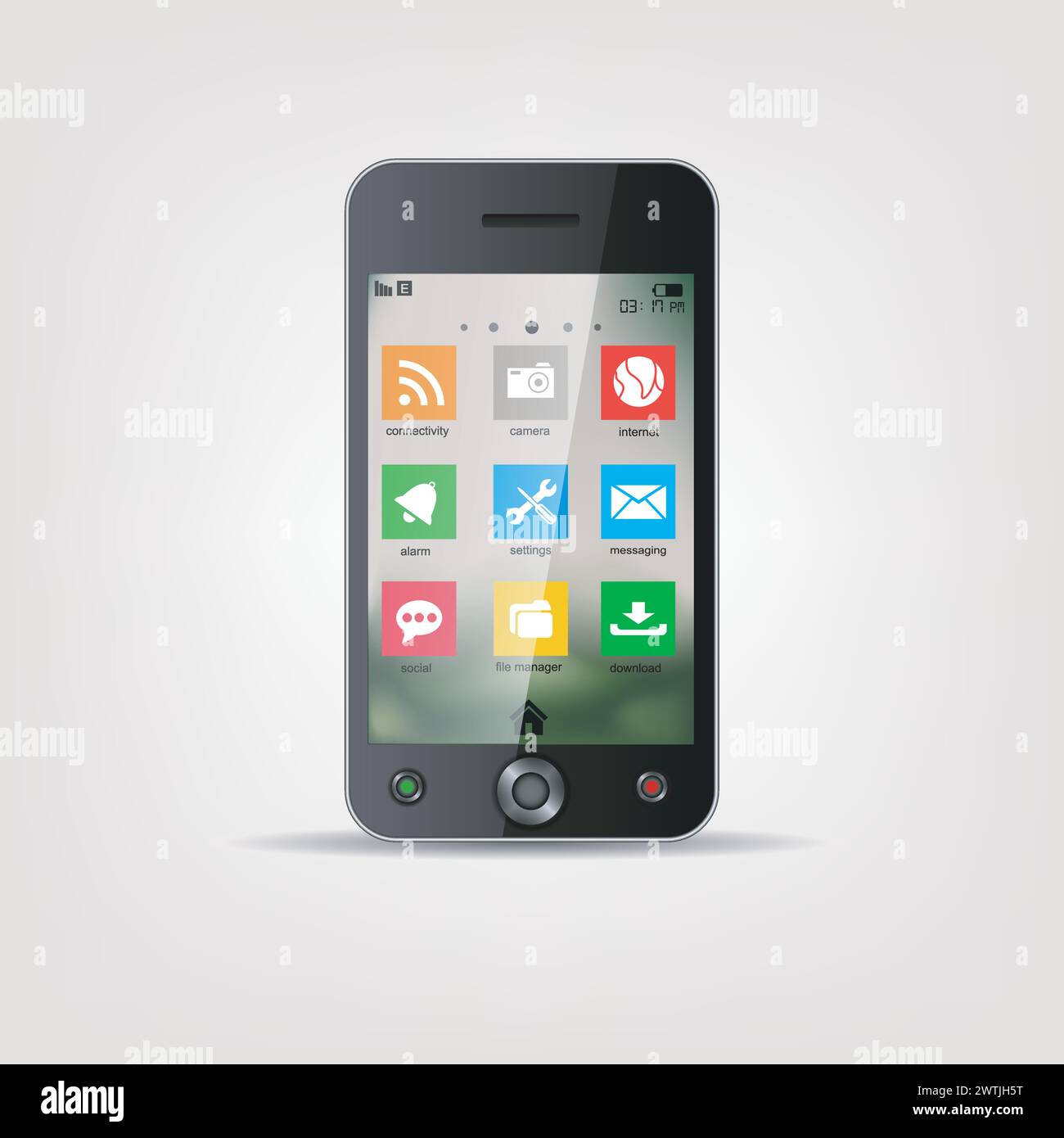 Touchscreen Mobile Phone with Metro Style Icon Menu, Vector ...