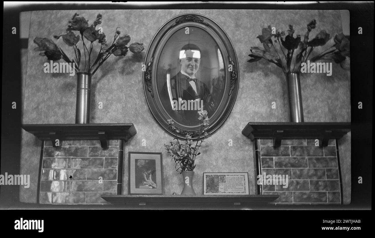 [Portrait hanging above a mantlepiece]. gelatin silver negatives, black ...