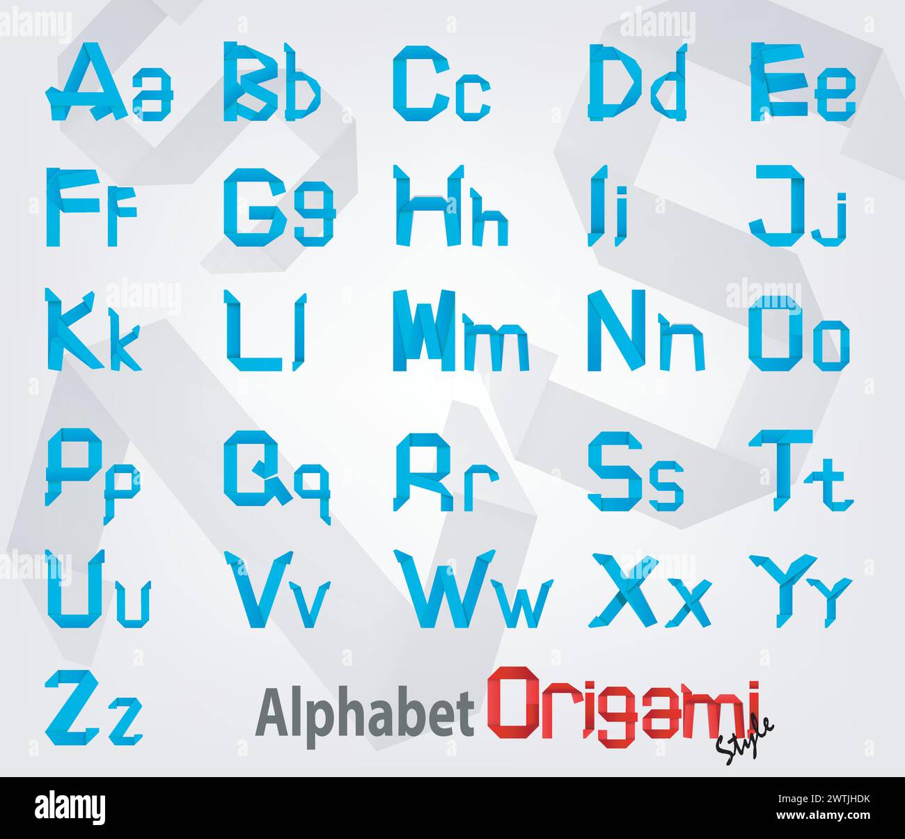 Creative Alphabet Origami with Uppercase and Lowercase Fonts, Vector ...