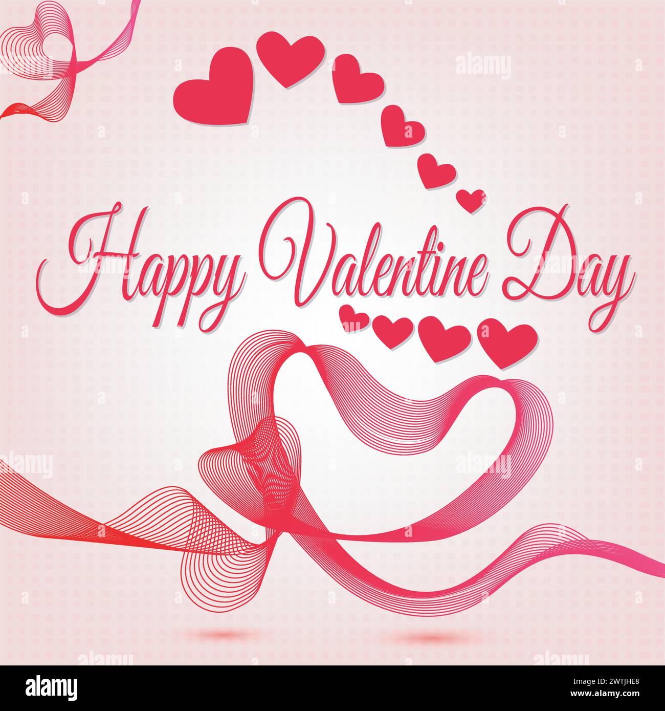 Abstract Happy Valentine Day Background with Heart Ribbon, Vector ...