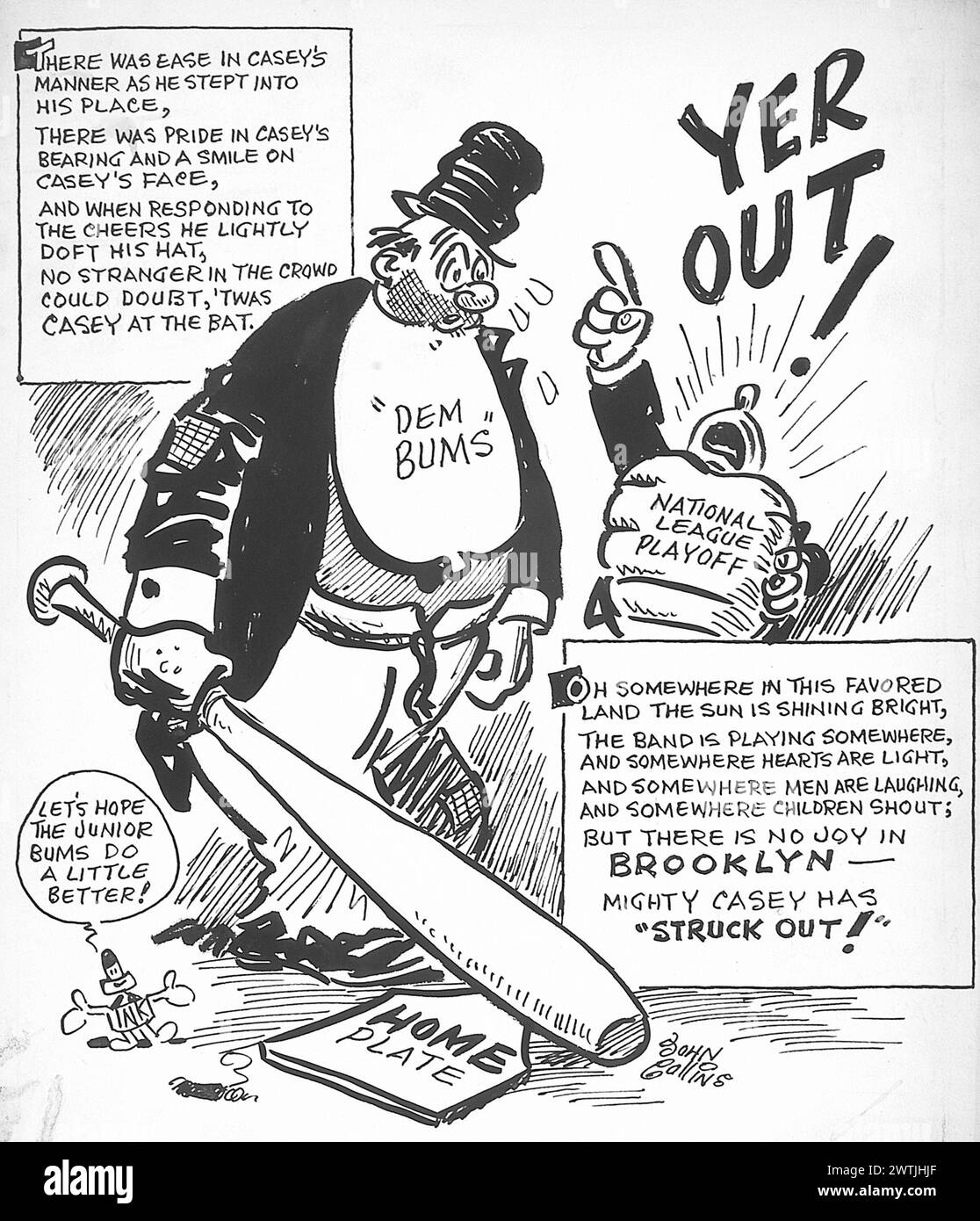 Cartoon - Casey at the Bat-1946. John Collins (1917-2007 Stock Photo ...