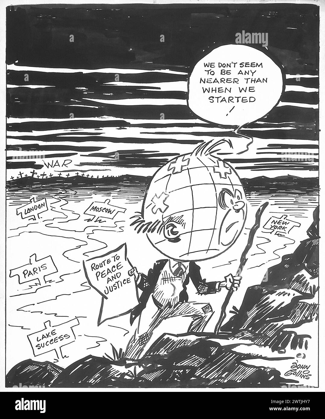 Cartoon - Pilgrim's Progress. John Collins (1917-2007 Stock Photo - Alamy