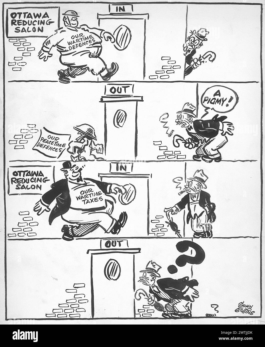 Cartoon - How Big a Reduction ?. John Collins (1917-2007 Stock Photo ...