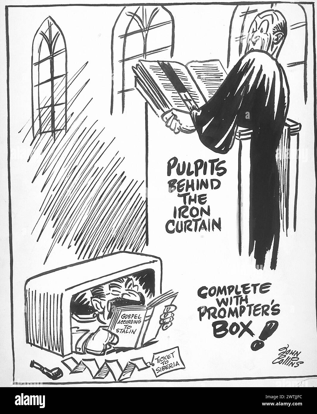 Religious cartoon Black and White Stock Photos & Images - Alamy