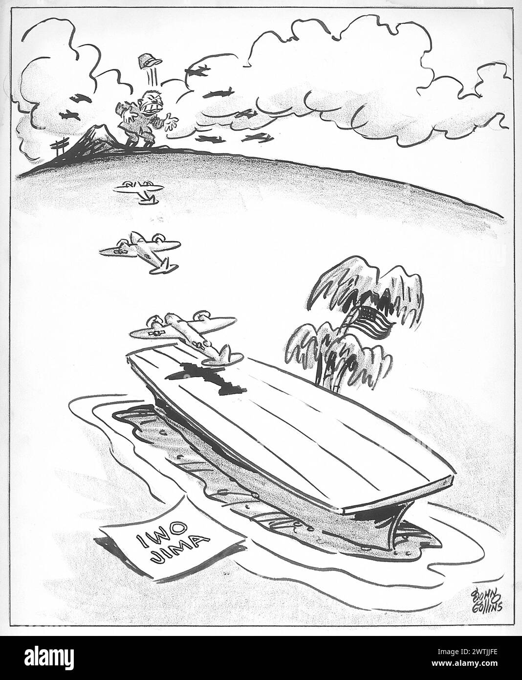 Cartoon - Unsinkable Aircraft Carrier. John Collins (1917-2007 Stock ...