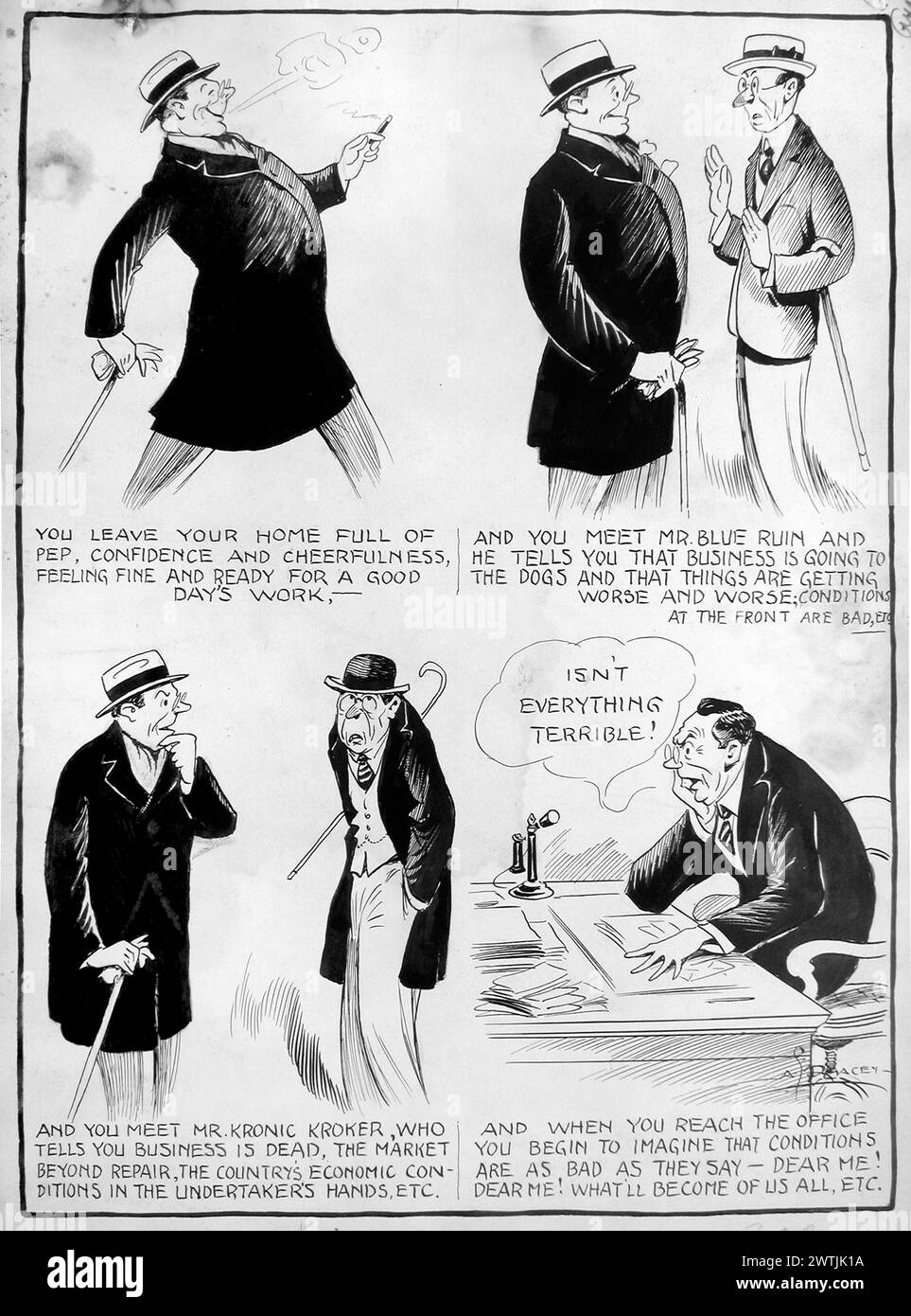 Cartoon - Pessimism is Contagious Arthur George Racey (1870-1941 Stock ...