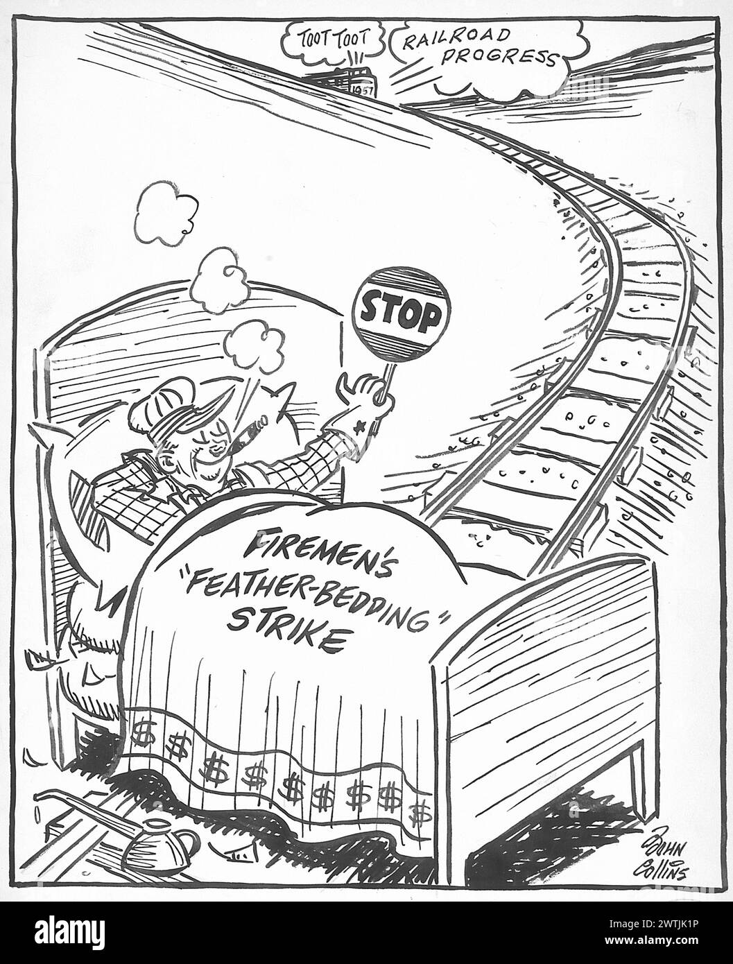 Cartoon - Across the Tracks. John Collins (1917-2007 Stock Photo - Alamy