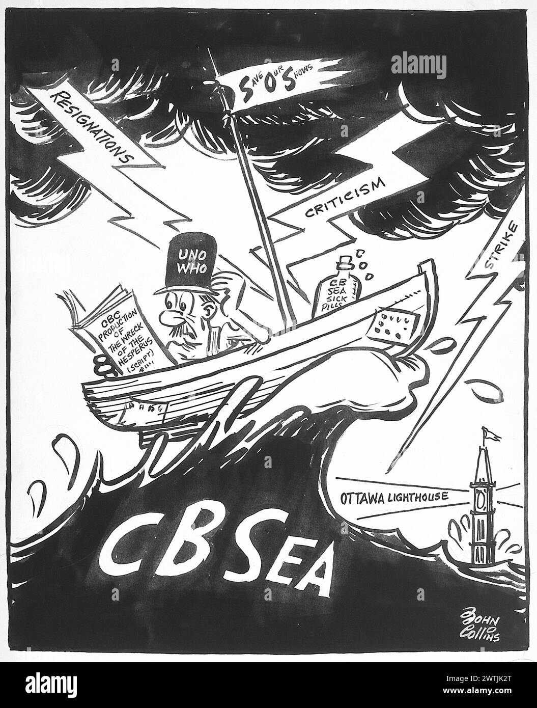 Cartoon - The Restless Airwaves. John Collins (1917-2007 Stock Photo ...