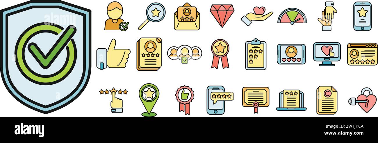 Credibility icons set outline vector. Business adevertisement ... Credibility icons set outline vector. Business adevertisement ...