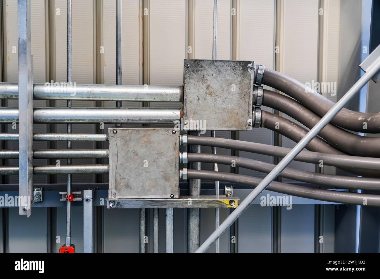 Communication pipes under the bridge support station platform, ceiling ...