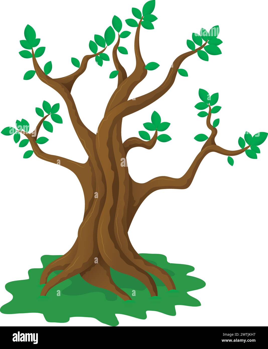 Tree Grow in Early Spring Cartoon, Vector Illustration Stock Vector ...
