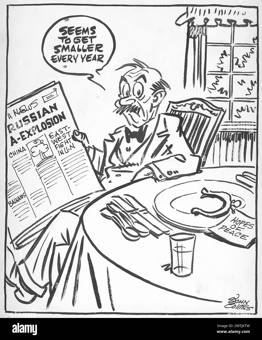 Cartoon - Thanksgiving Wishbone. John Collins (1917-2007 Stock Photo ...