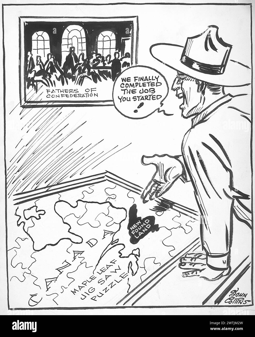 Cartoon - Fitting in the Last Piece. John Collins (1917-2007 Stock ...
