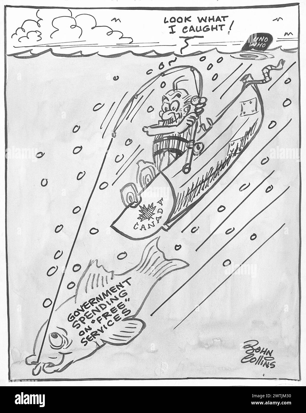 Cartoon - Who Has Hooked Whom ?. John Collins (1917-2007 Stock Photo ...