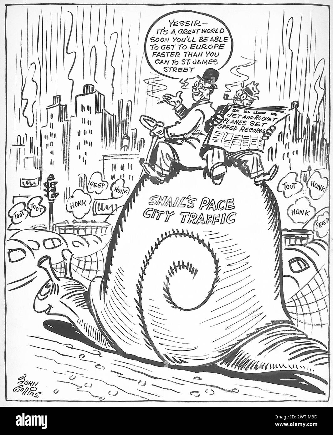 Cartoon - In the Age of Speed. John Collins (1917-2007 Stock Photo - Alamy