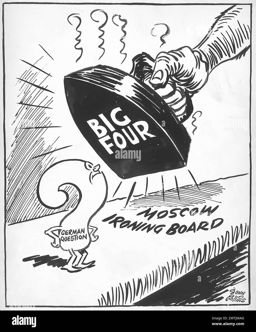 Cartoon - Some Ironing Out to Do. John Collins (1917-2007 Stock Photo ...