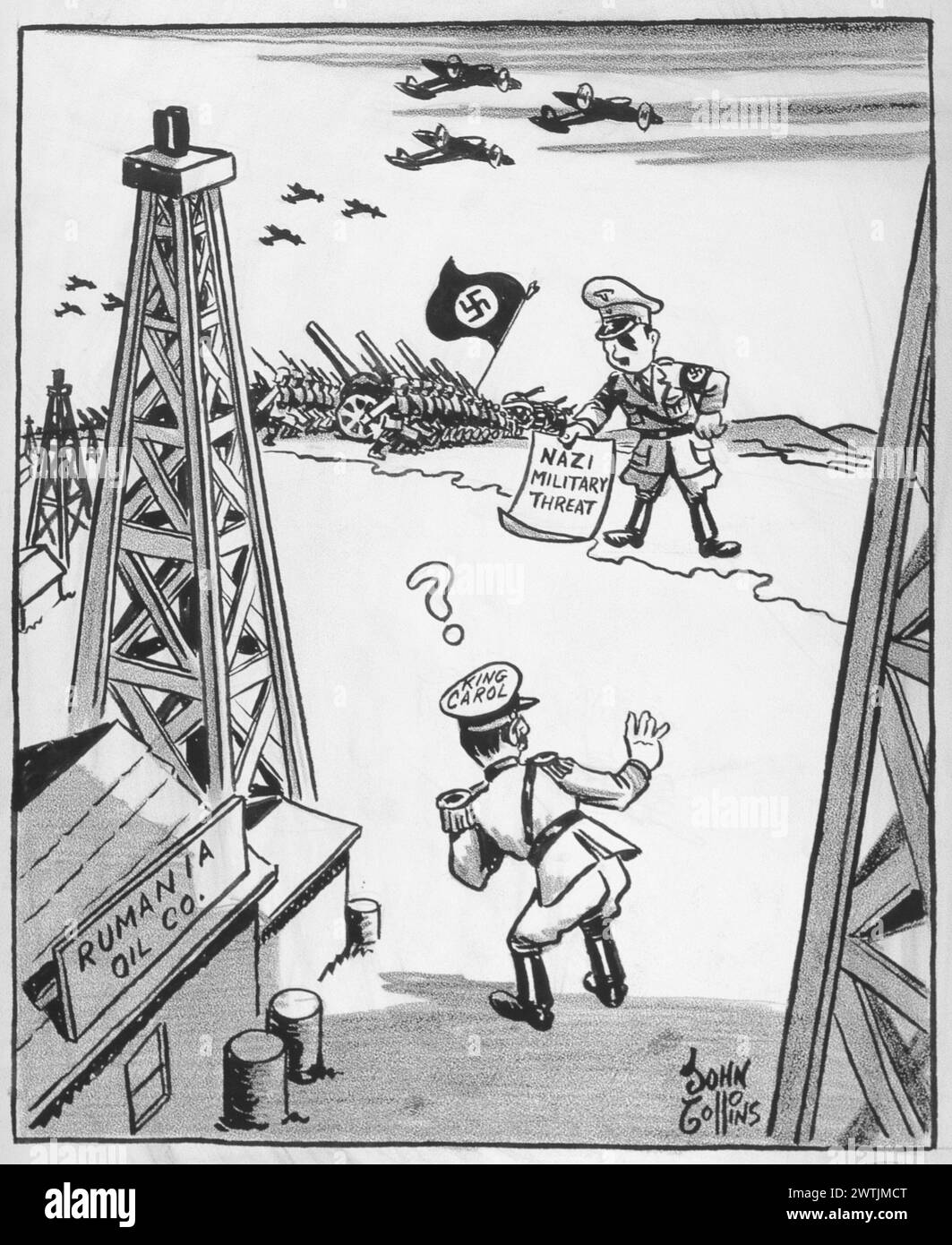 Cartoon - Drilling for Oil. John Collins (1917-2007 Stock Photo - Alamy