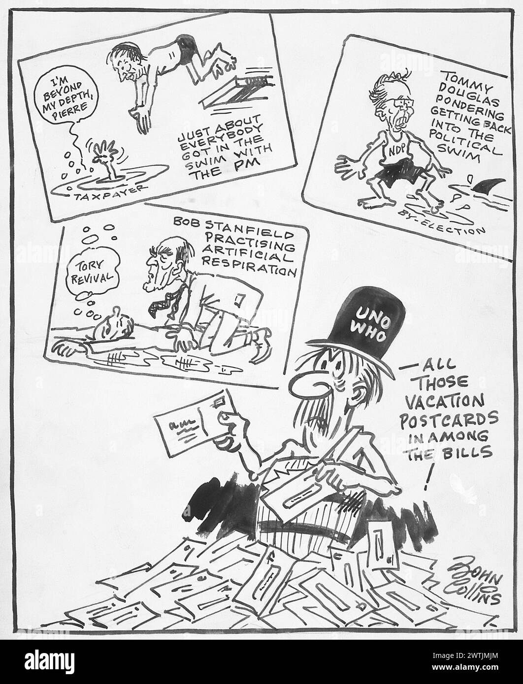 Cartoon - Catching Up. John Collins (1917-2007 Stock Photo - Alamy