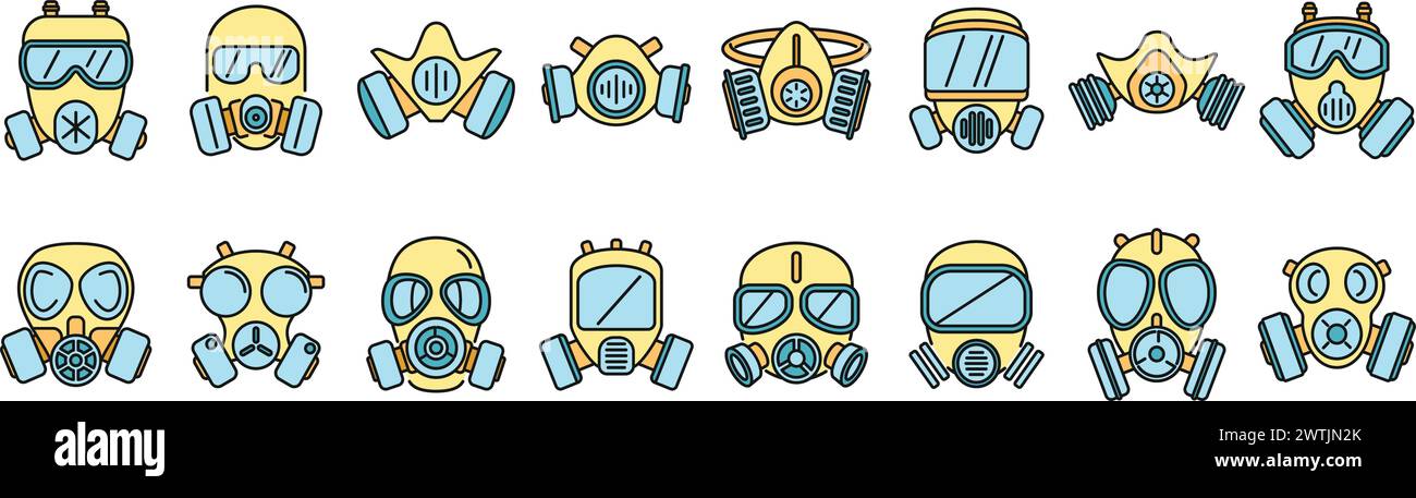 Gas mask icon outline vector. Air pollution. Safety respirator thin ...