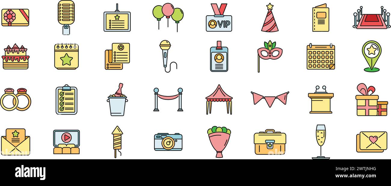 Event management icons set outline vector. Conference participant ...