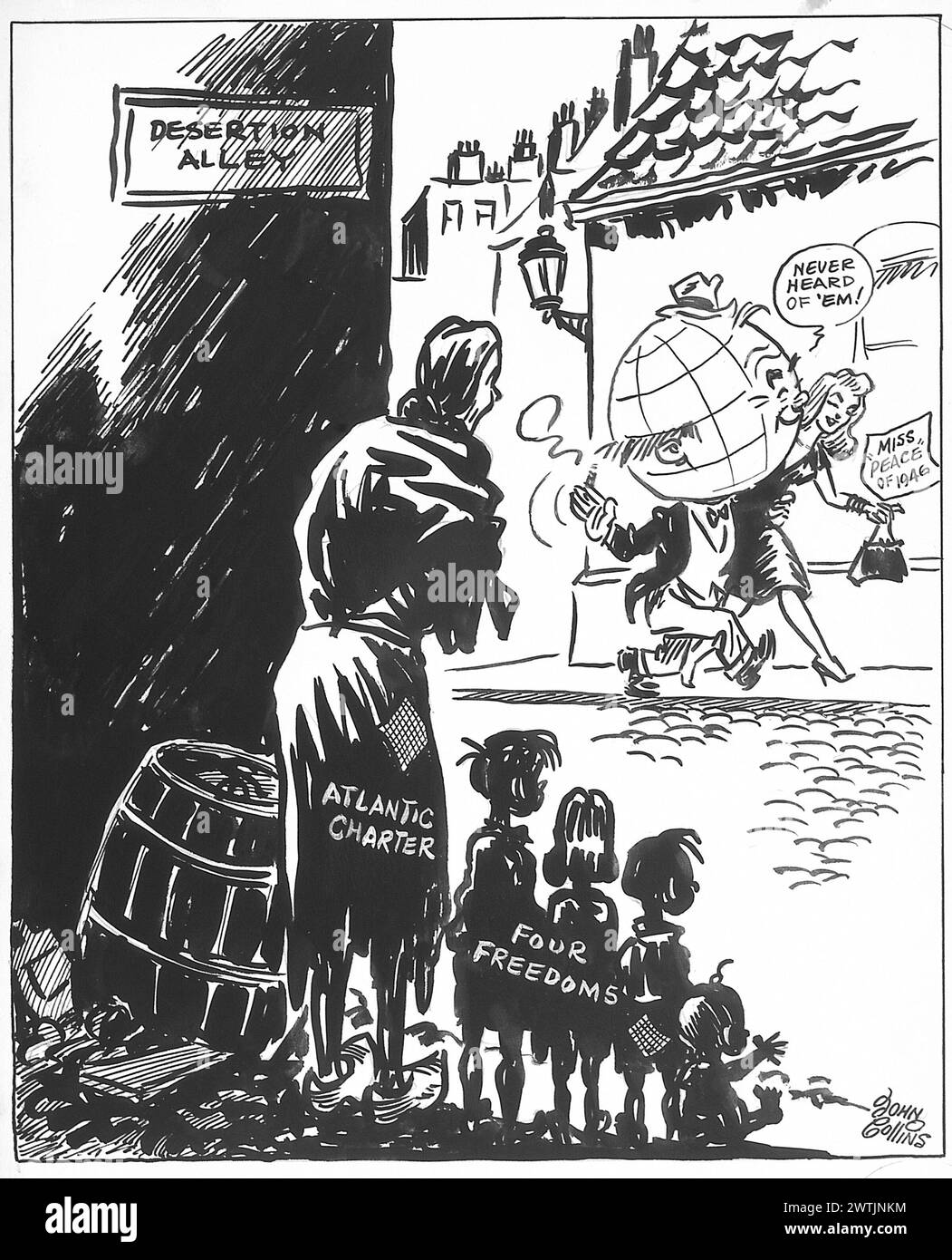 Cartoon - Paris Street Scene. John Collins (1917-2007 Stock Photo - Alamy