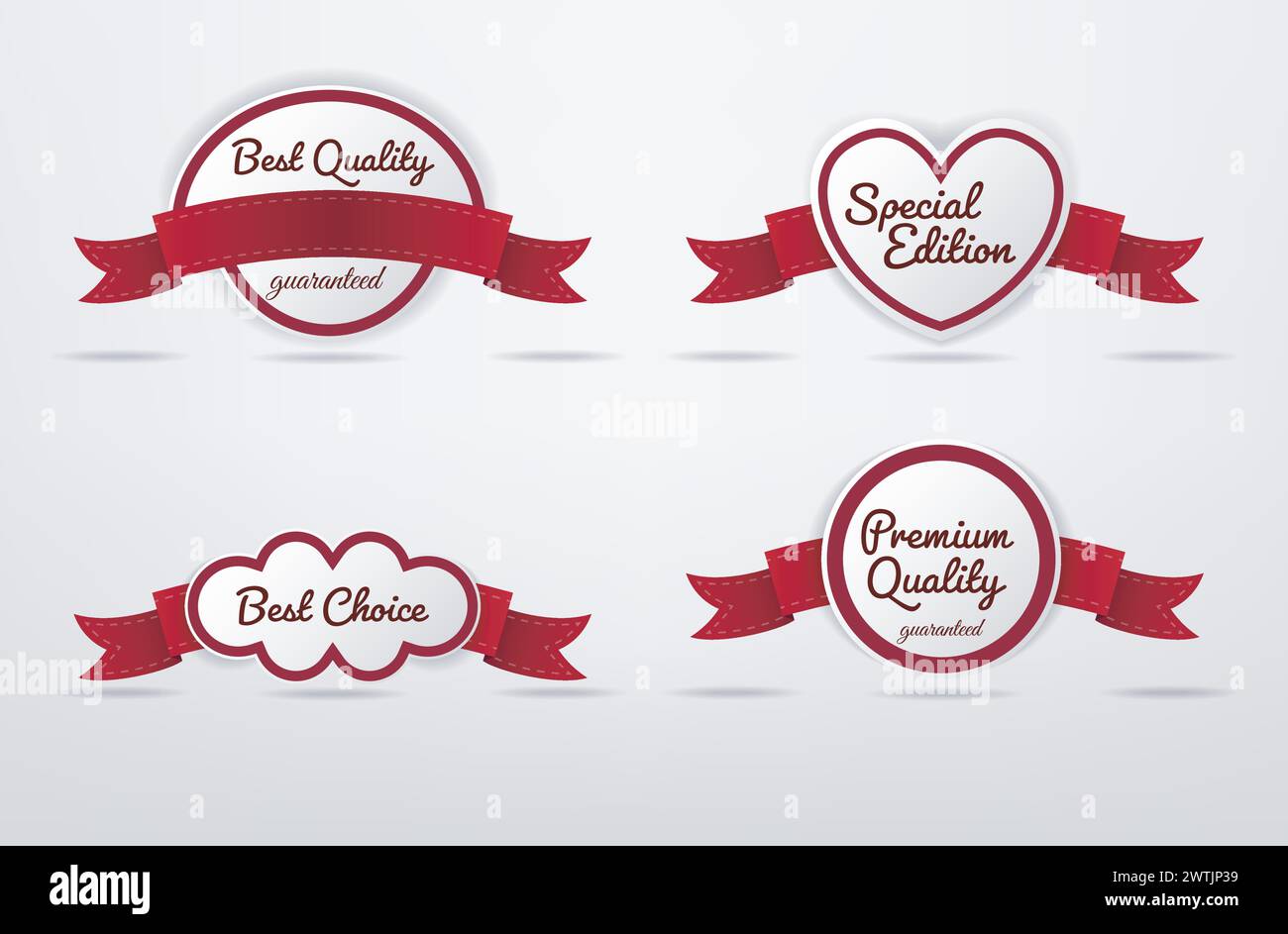 Set of Ribbon Labels Tag with Superior Quality Text, Vector ...