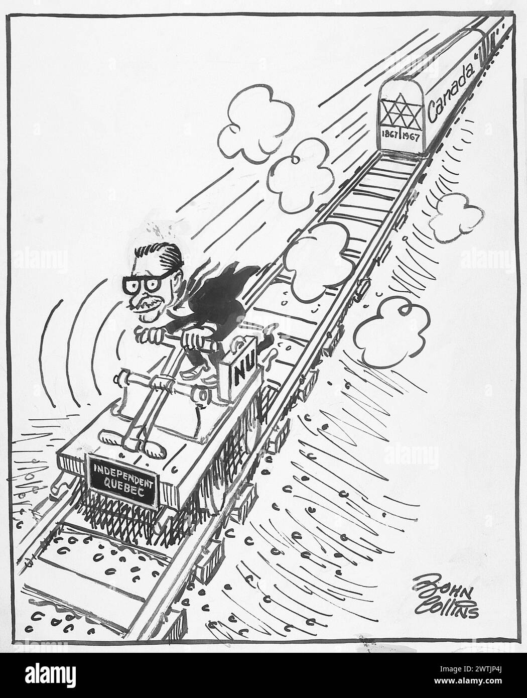 Cartoon - Centennial Train. John Collins (1917-2007 Stock Photo - Alamy