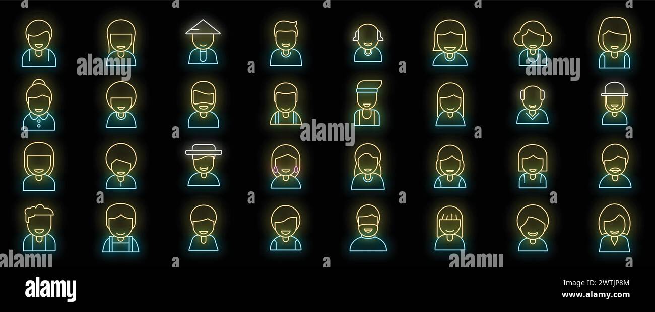 Smiling people icons set outline vector. People avatar. Business person ...