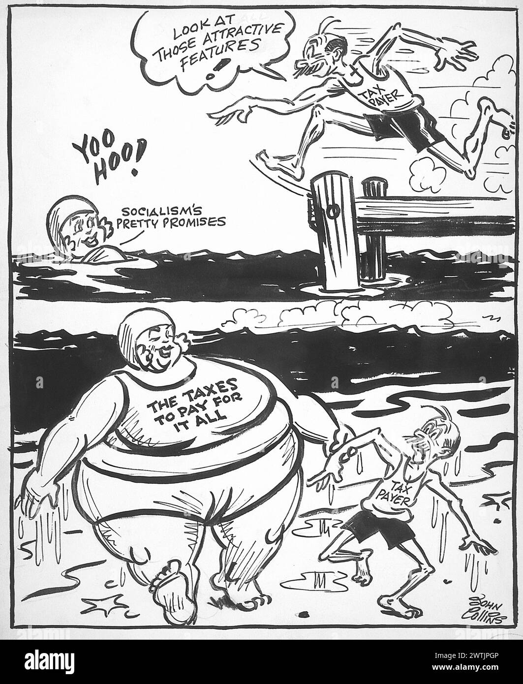 Cartoon - Look Before You Leap. John Collins (1917-2007 Stock Photo - Alamy