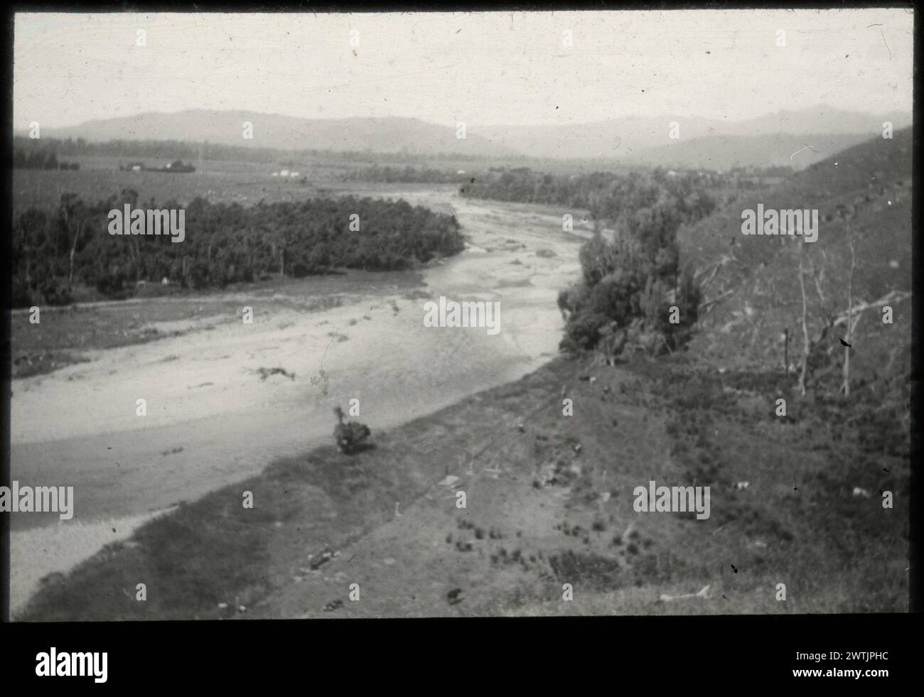 The Ohau River upstream from the outlying Poroporo Ridge between Ohau ...