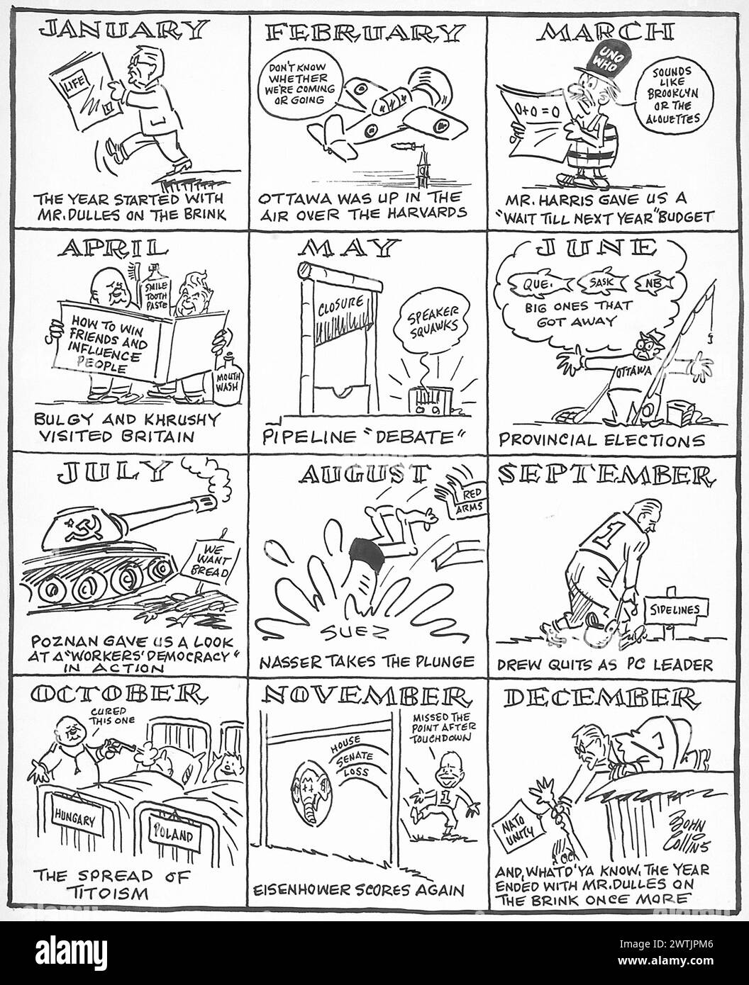 Cartoon - Uno Who Reviews the Year. John Collins (1917-2007 Stock Photo ...