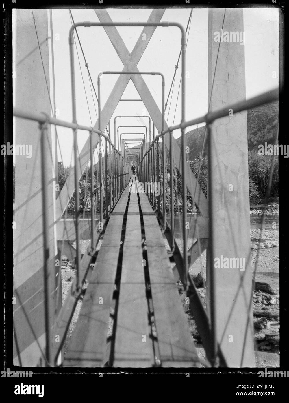 Pipe Bridge, Ohau River gelatin dry plate negatives, black-and-white ...
