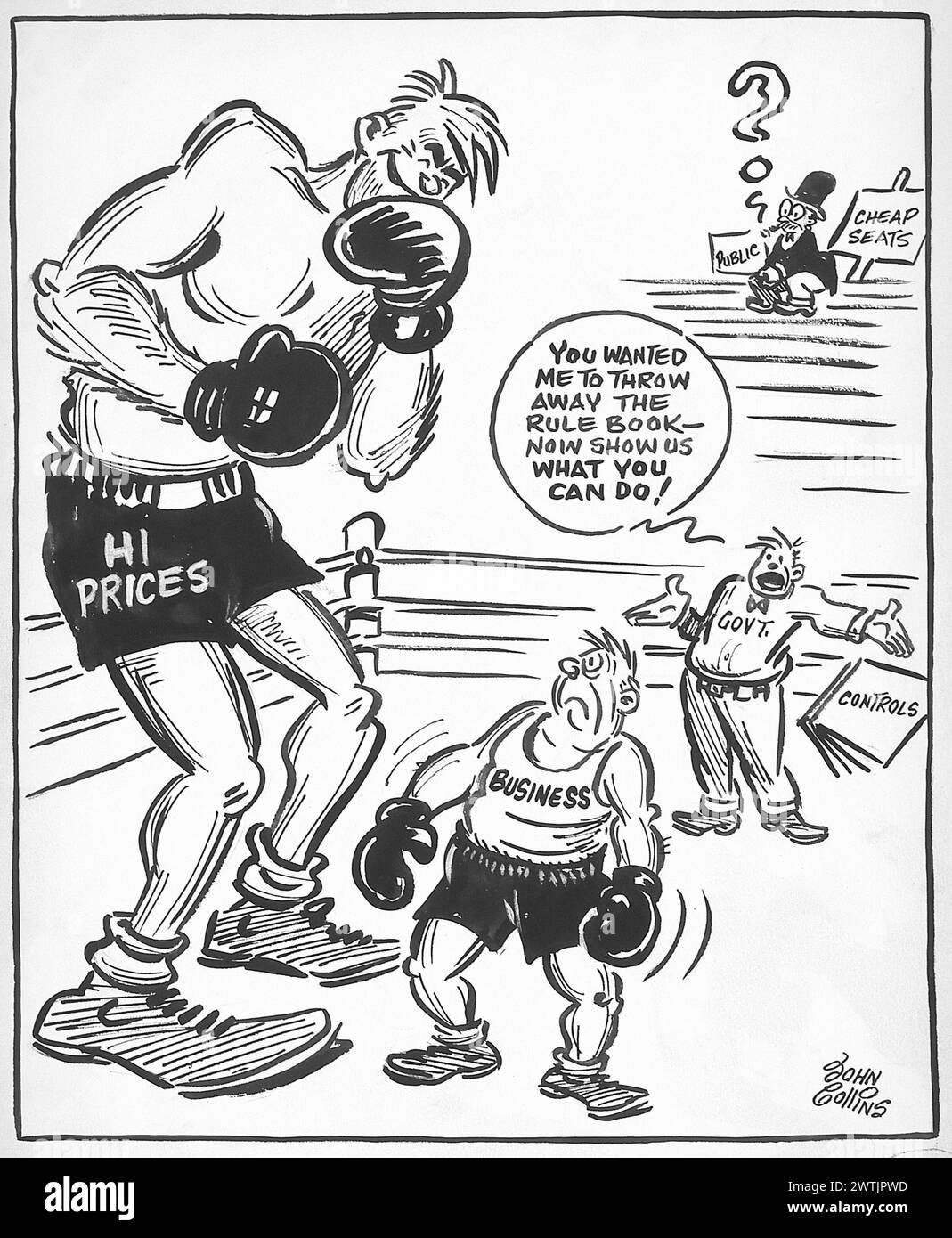 Cartoon - Modern David and Goliath. John Collins (1917-2007 Stock Photo ...