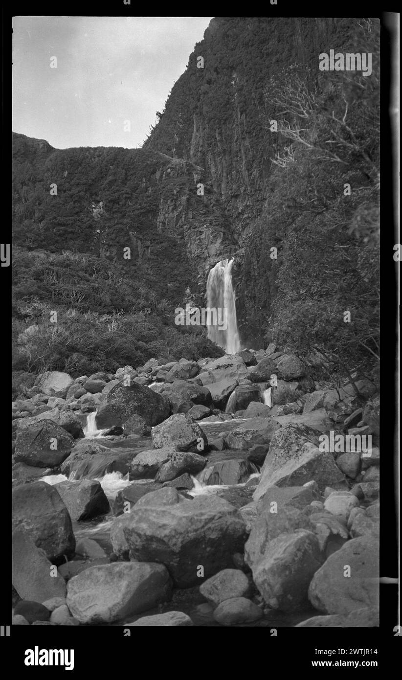 Curtis Falls, Mount Egmont (Taranaki) gelatin silver negatives, black-and-white negatives Stock ...