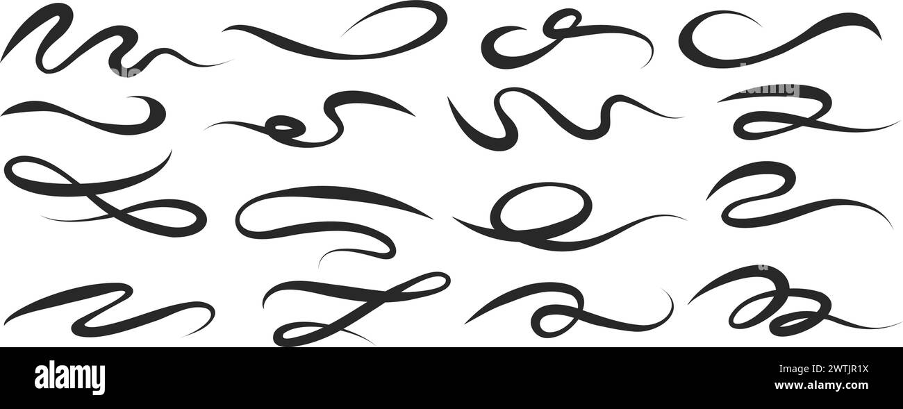 Calligraphic set calligraphy pen Black and White Stock Photos & Images ...