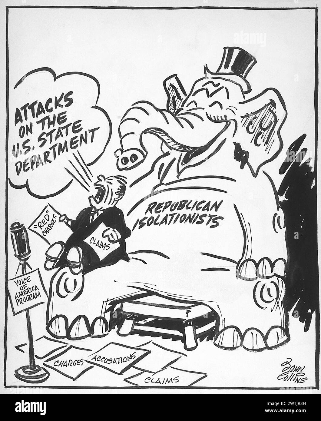 Cartoon - "Charlie" McCarthy. John Collins (1917-2007 Stock Photo - Alamy
