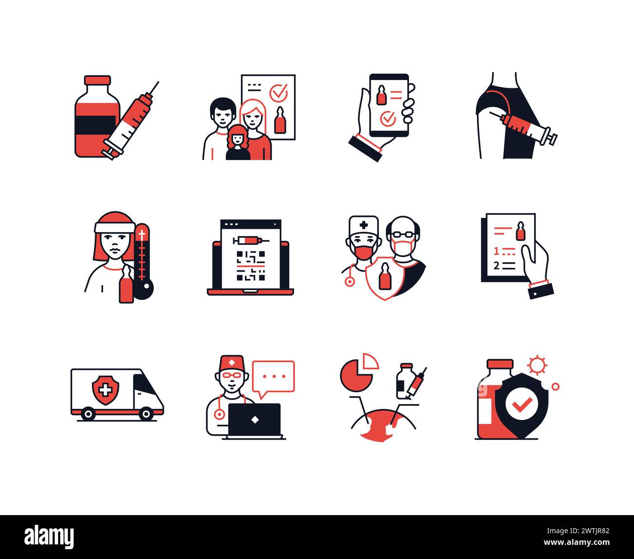 Vaccination certificate white icons Cut Out Stock Images & Pictures - Alamy