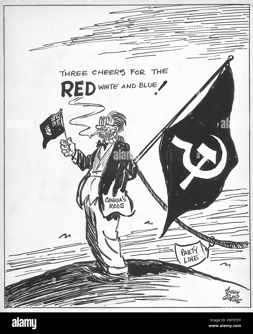 Cartoon - Under Two Flags. John Collins (1917-2007 Stock Photo - Alamy