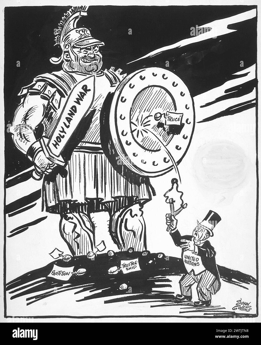 Cartoon - Modern David and Goliath. John Collins (1917-2007 Stock Photo ...