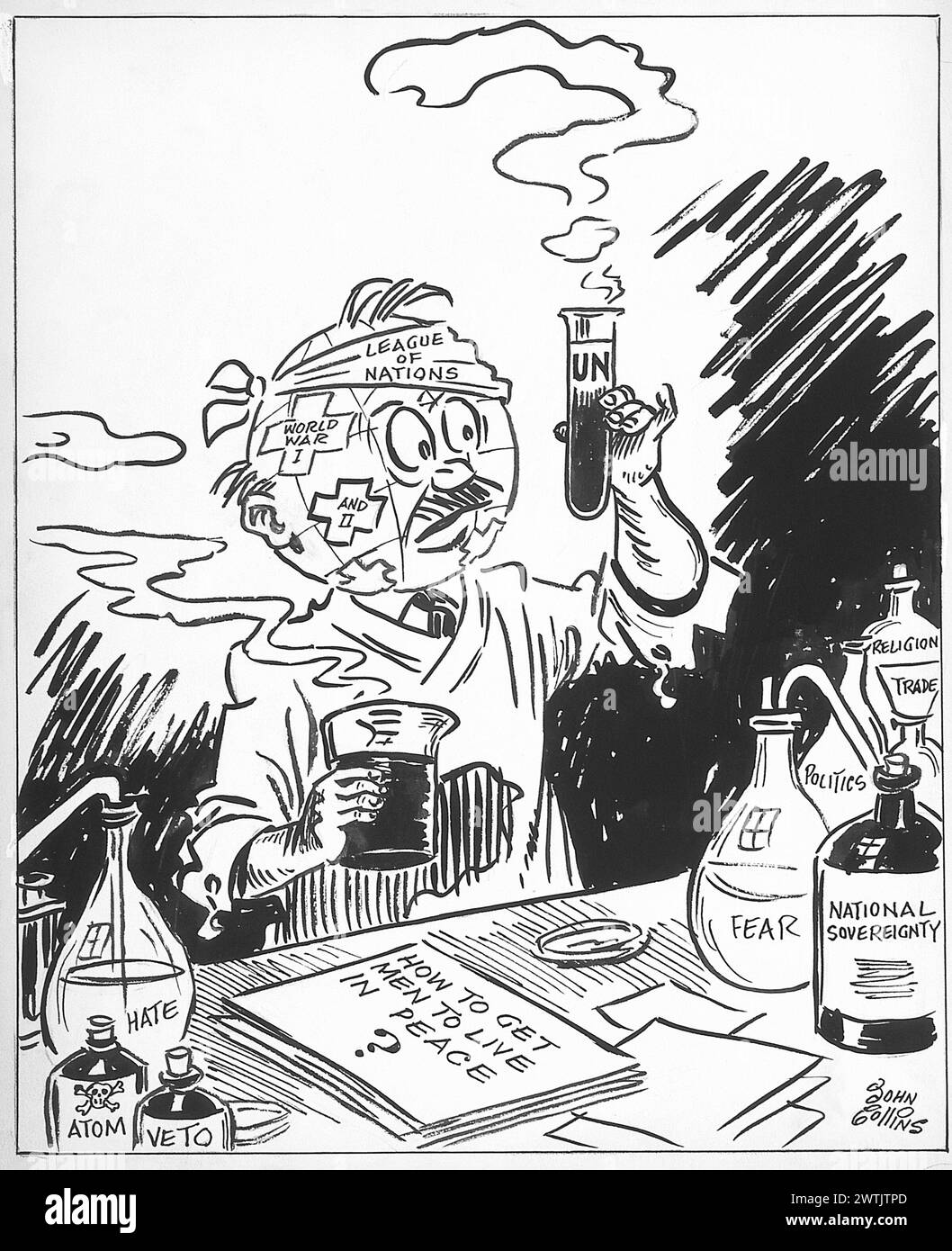 Cartoon - The Great Experiment. John Collins (1917-2007 Stock Photo - Alamy