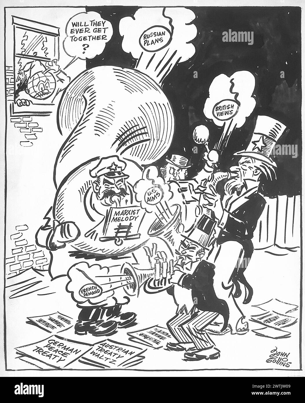 Cartoon - Listen to the German Band. John Collins (1917-2007 Stock ...