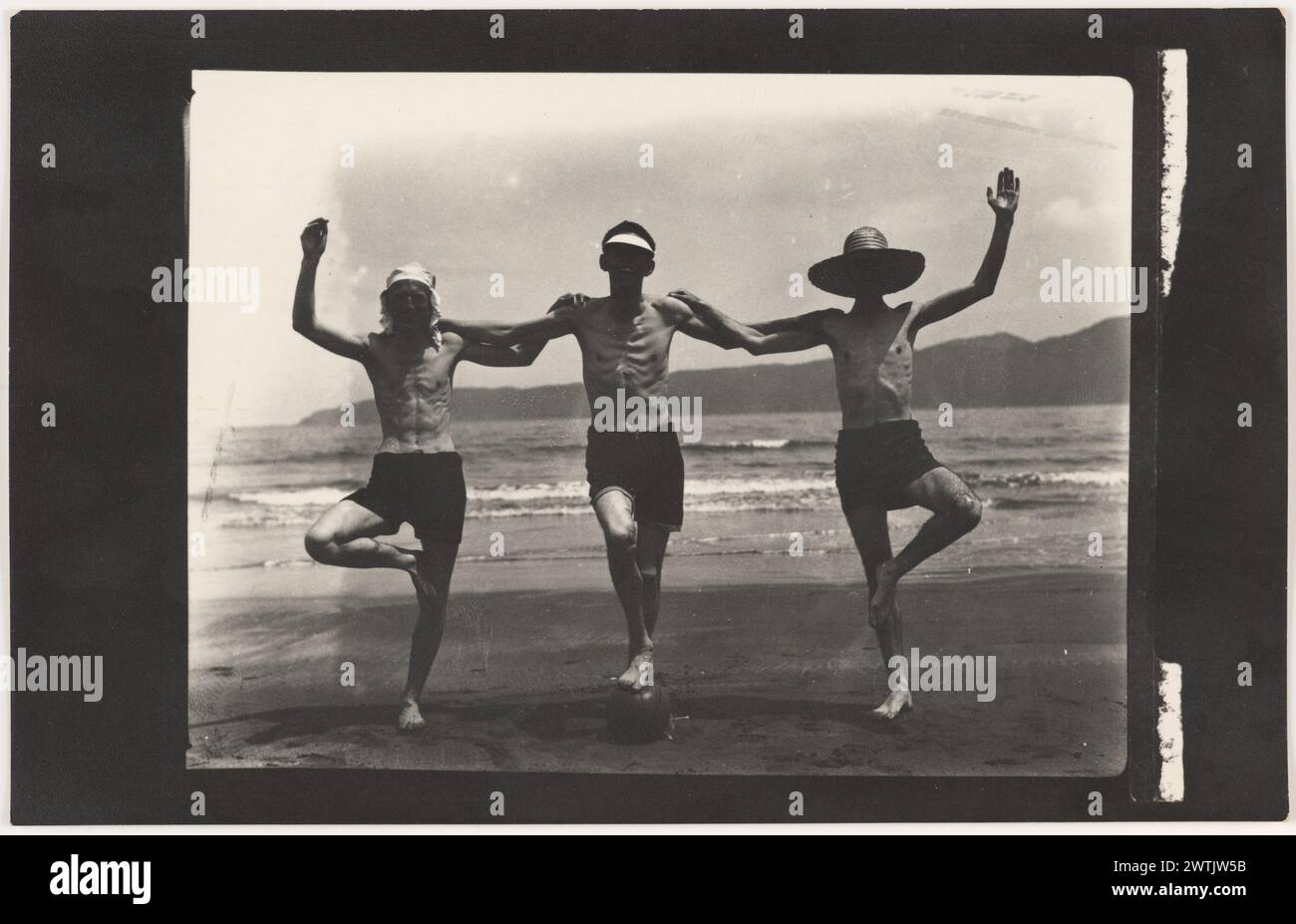 [Three men at beach]. gelatin silver prints, black-and-white prints ...