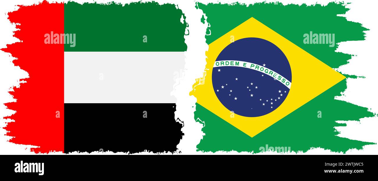Brazil and United Arab Emirates grunge flags connection, vector Stock ...
