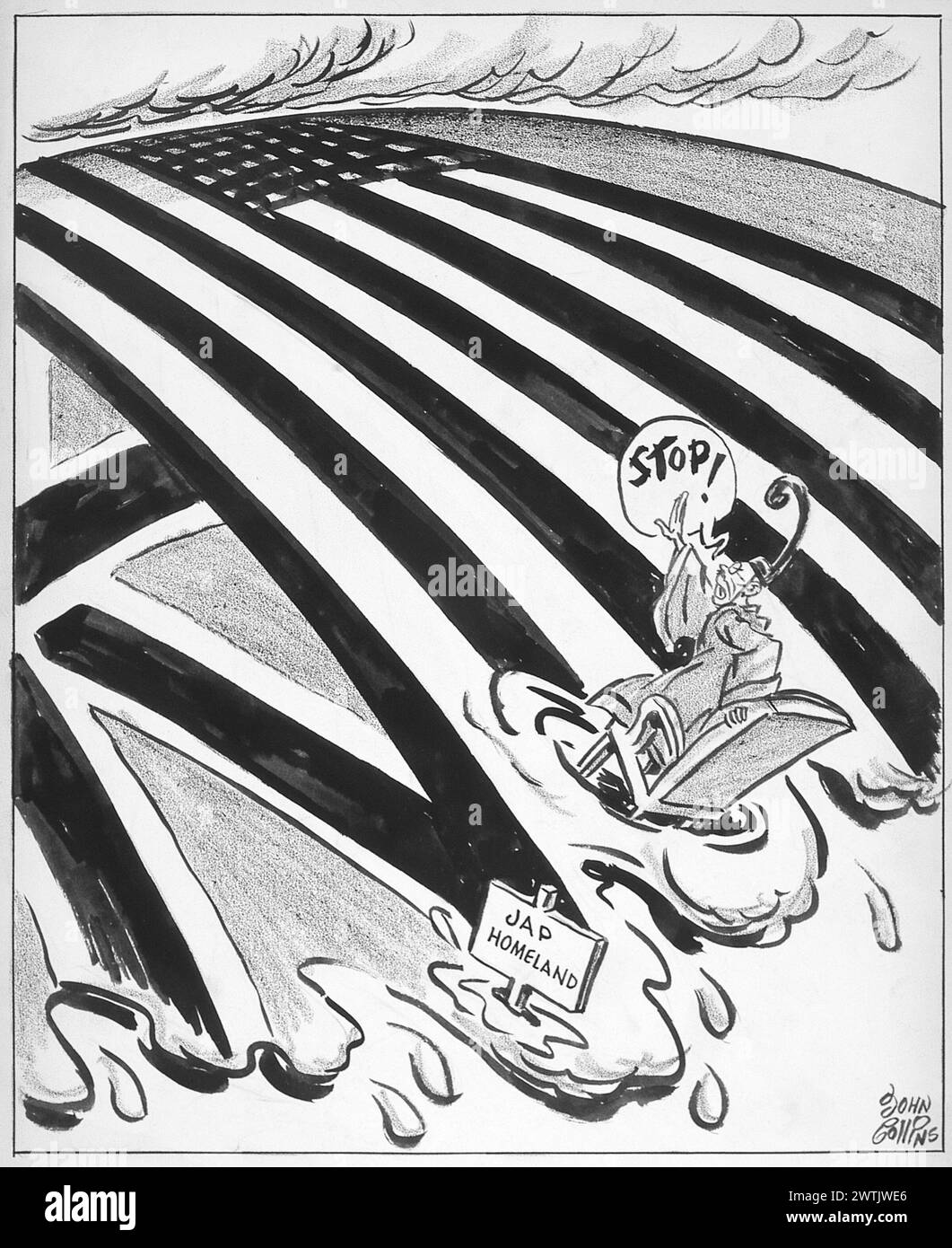 Cartoon - Pacific King Canute. John Collins (1917-2007 Stock Photo - Alamy