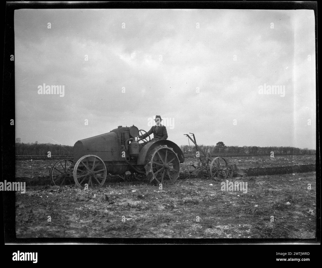 Tractor Nitrate negatives, black-and-white negatives Stock Photo - Alamy