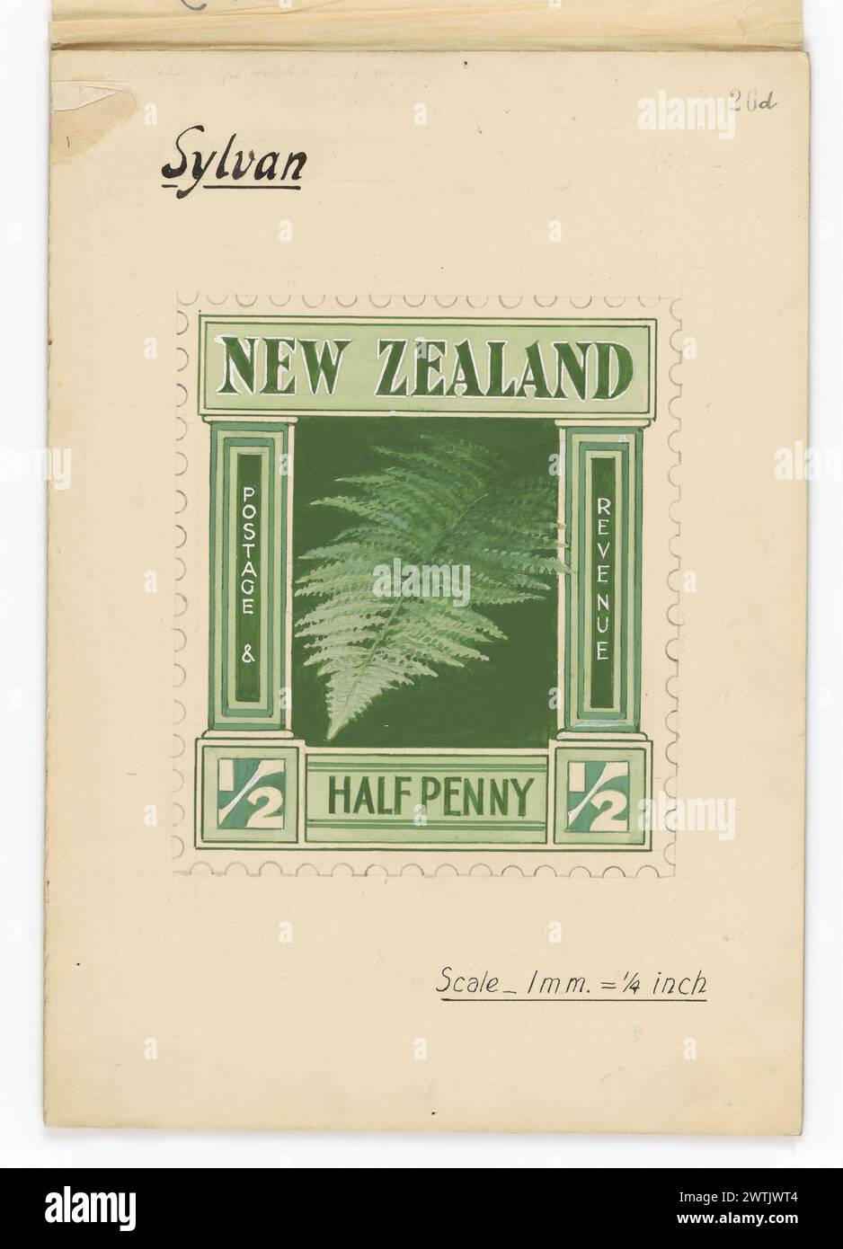 Unaccepted design for Half penny 1935 pictorial stamp design drawings ...
